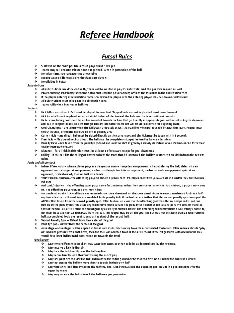 Indoor Soccer Futsal Rules 1 | PDF | Association Football | Sports