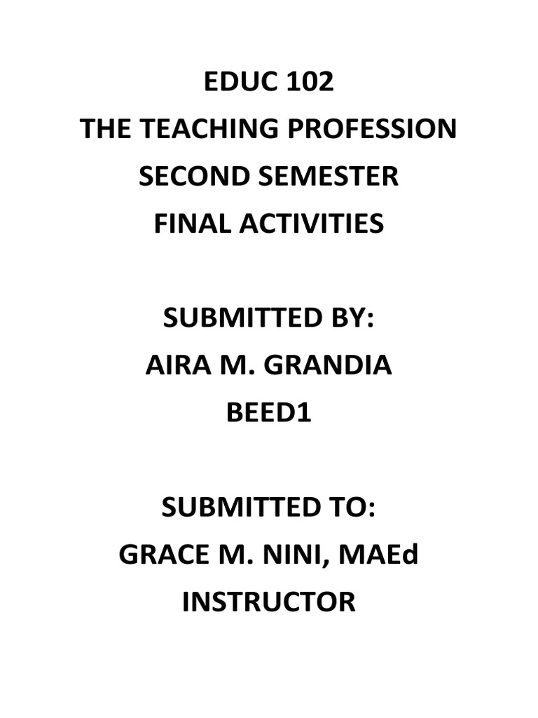 Educ 102 Final Activities | PDF | Constructivism (Philosophy Of Education) | Teachers