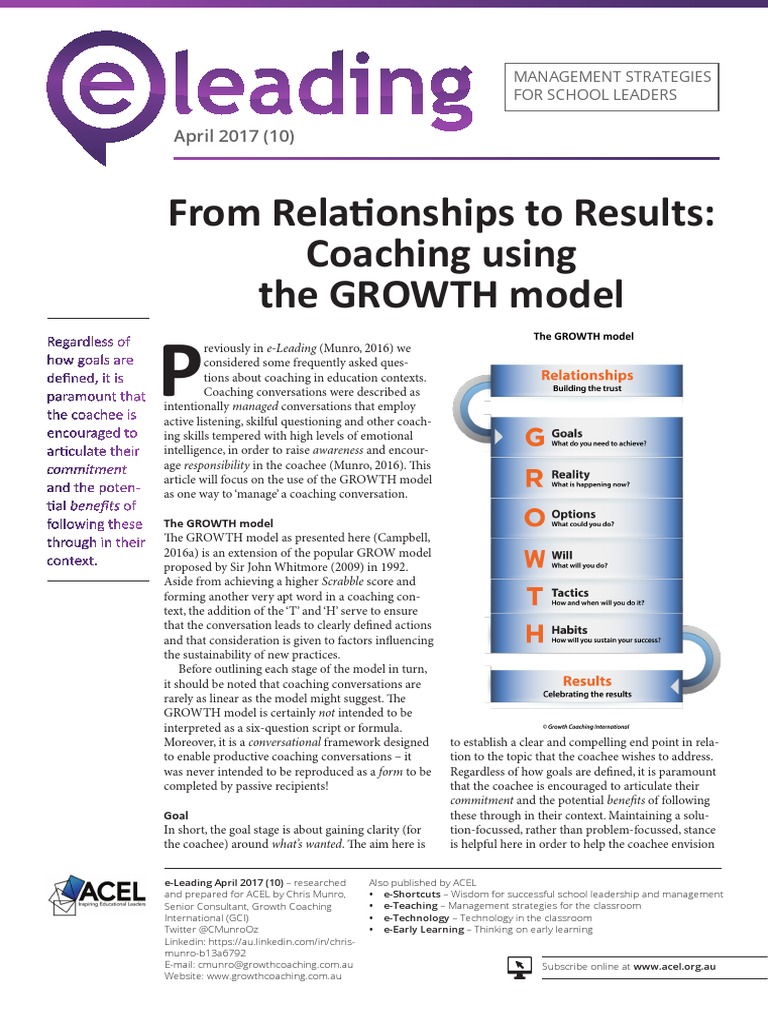 Coaching Using The GROWTH Model | PDF | Conversation | Cognition