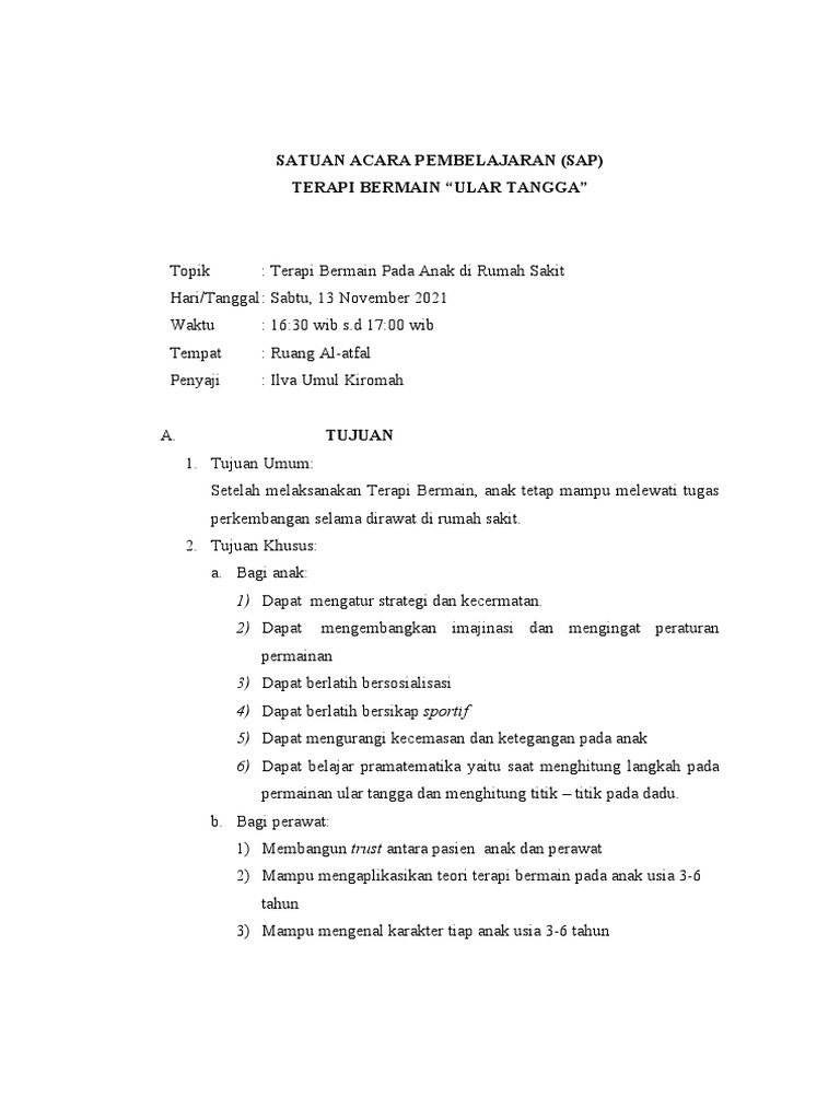 SAP Terapi Bermain Ular Tangga | PDF