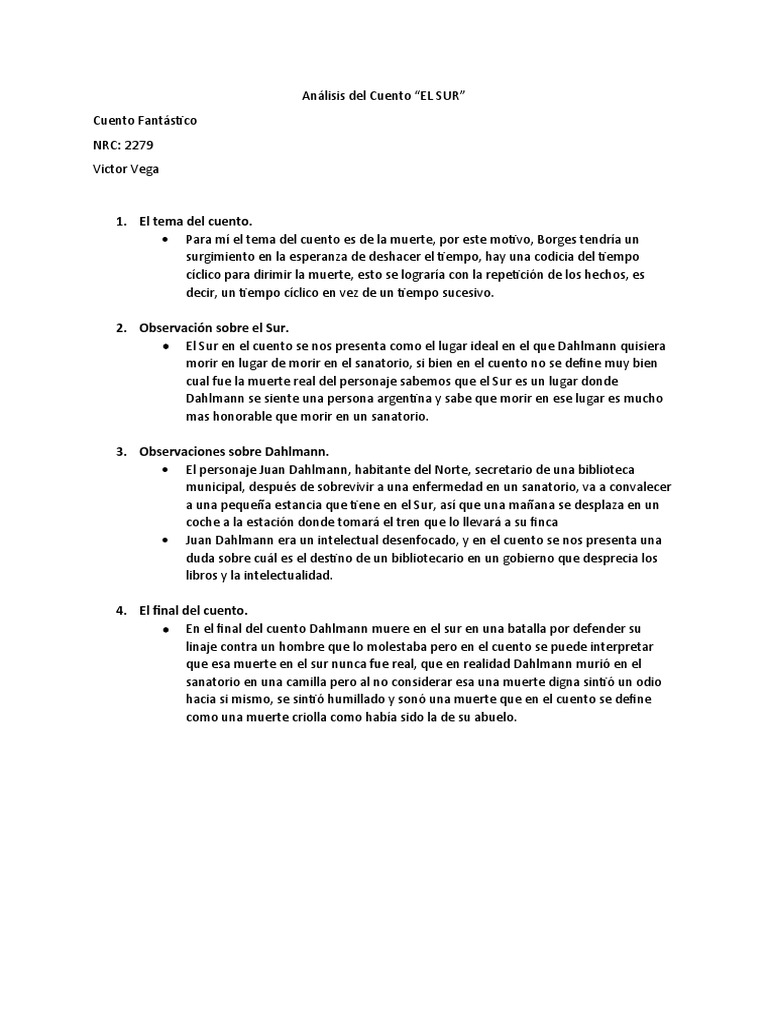 Análisis del cuento "El Sur" de Borges | PDF