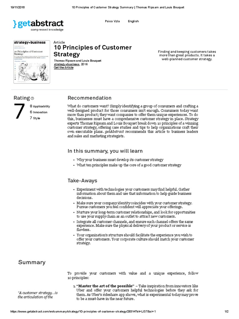10 Principles of Customer Strategy | PDF | Customer | Business Economics