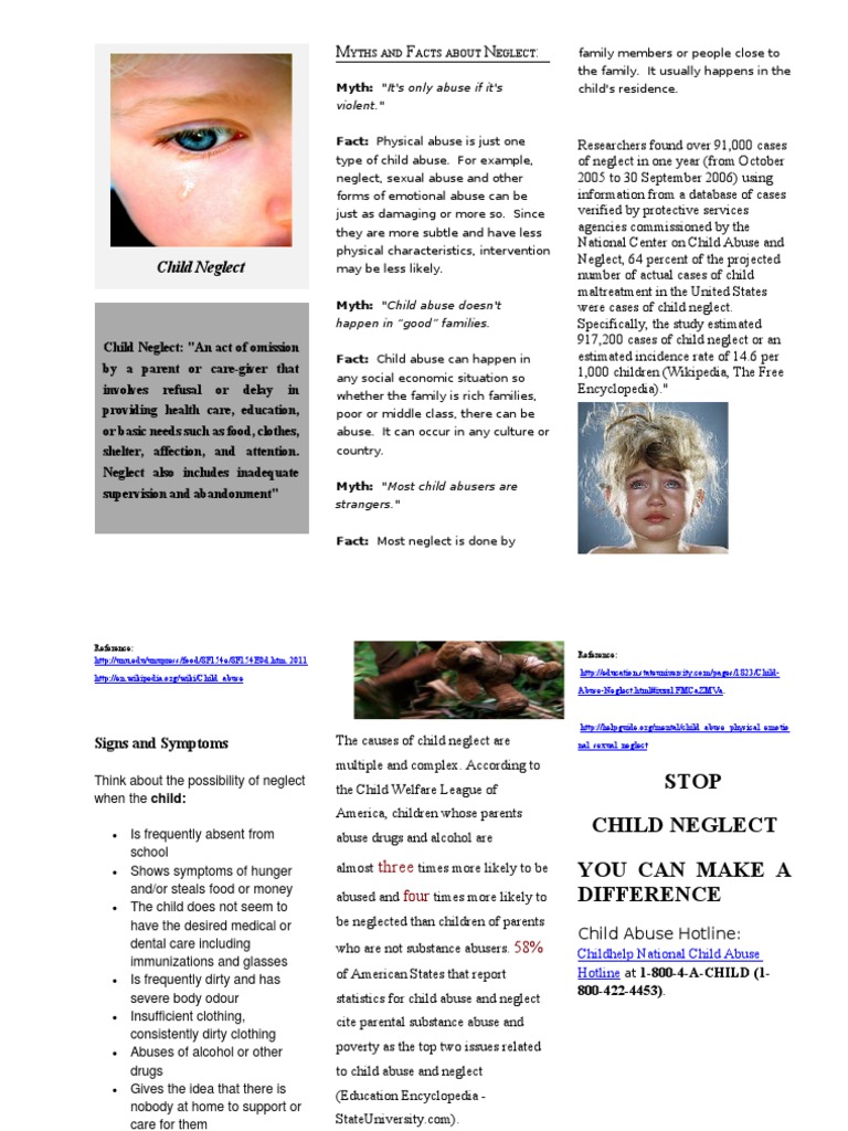 Pamphlet For Child Neglect | PDF | Child Neglect | Child Abuse