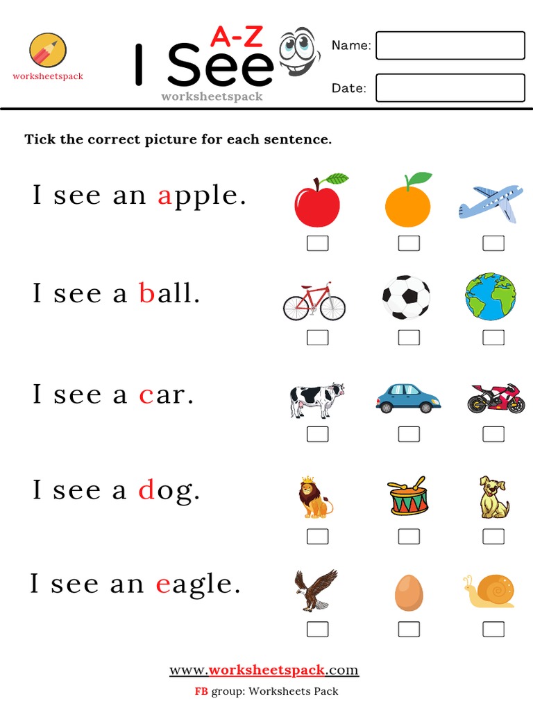 I See Worksheets PDF | PDF