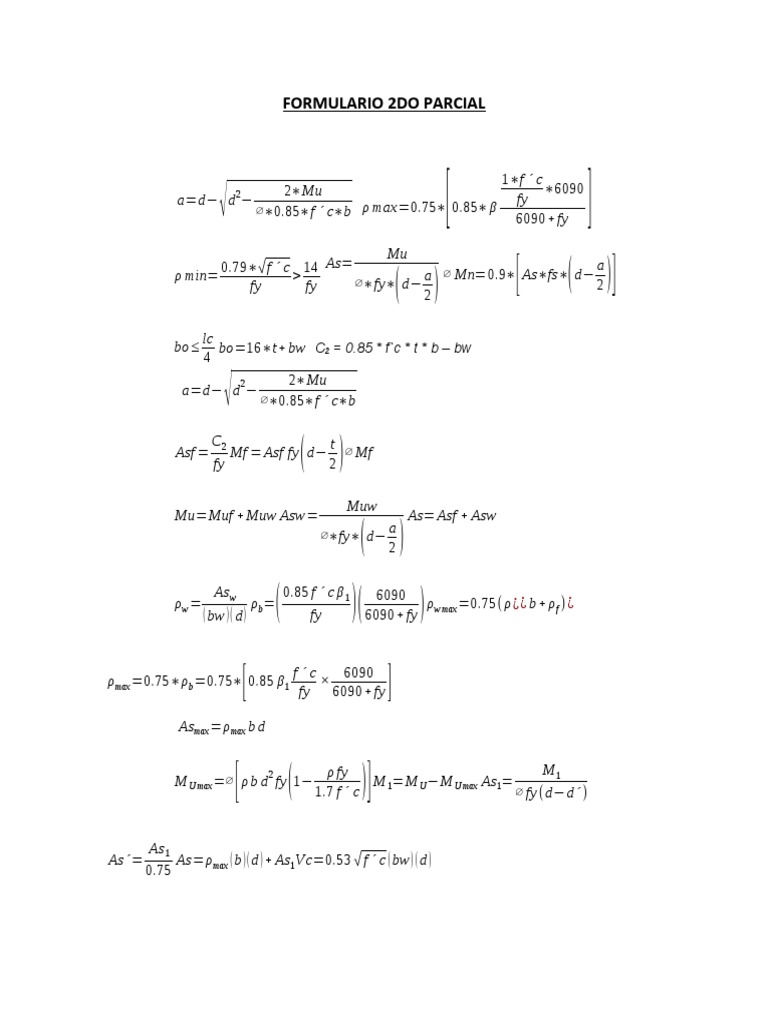 Formulario 2do Parcial | PDF