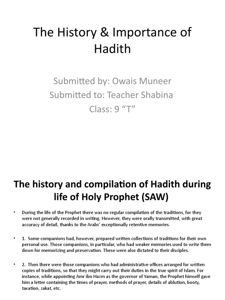 History and Significance of Hadith | PDF | Hadith | Muhammad