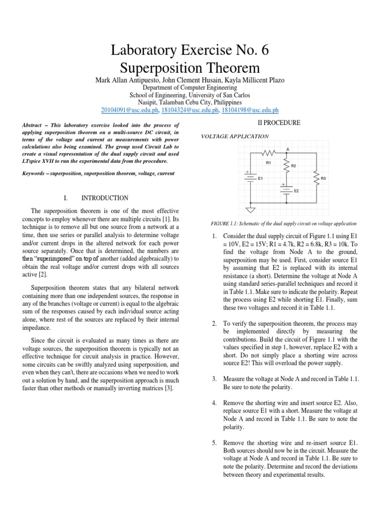 Superposition Theorem in DC Circuits | PDF | Electrical Network ...