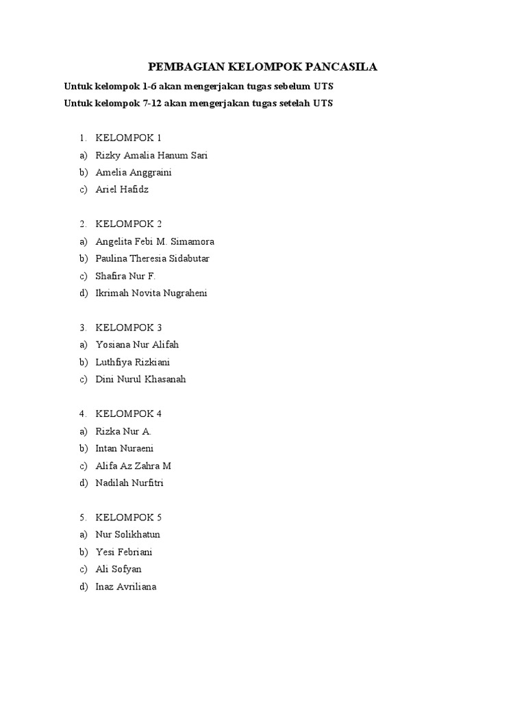 Pembagian Kelompok Pancasila | PDF
