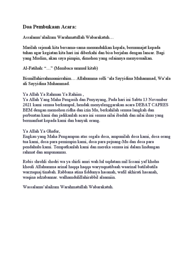 Doa Pembukaan Acara | PDF