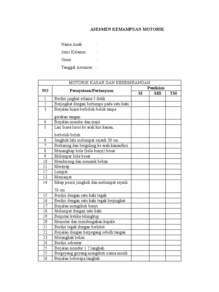 ASESMEN MOTORIK | PDF