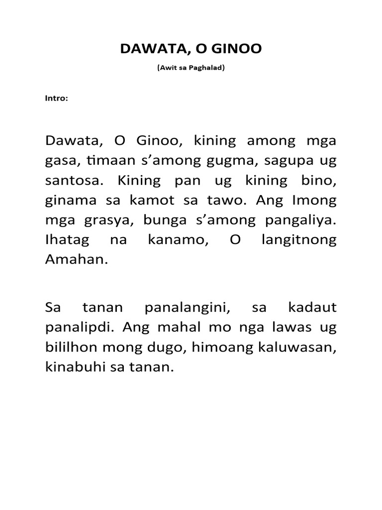 Dawata, o Ginoo | PDF