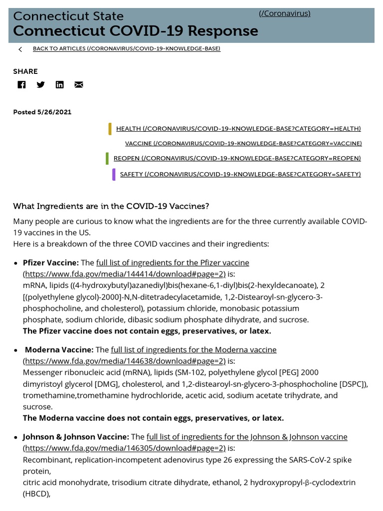 What Is The Full List of The COVID-19 Vaccine Ingredients | PDF ...