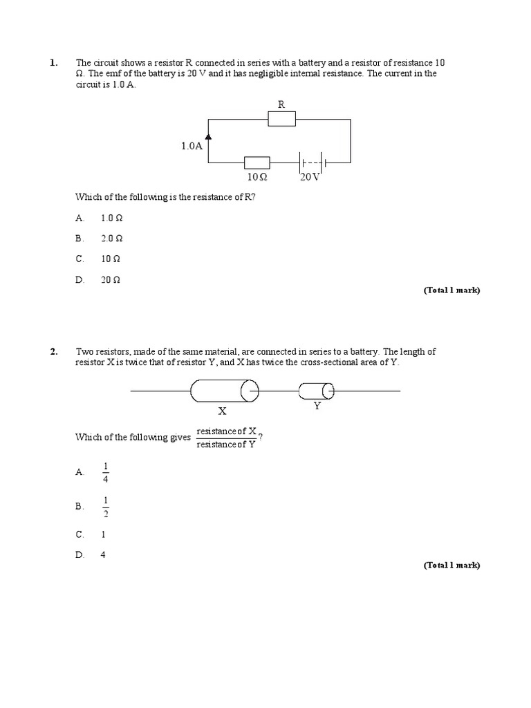 Electricity and Induction IB Physics Practice Problems | PDF ...