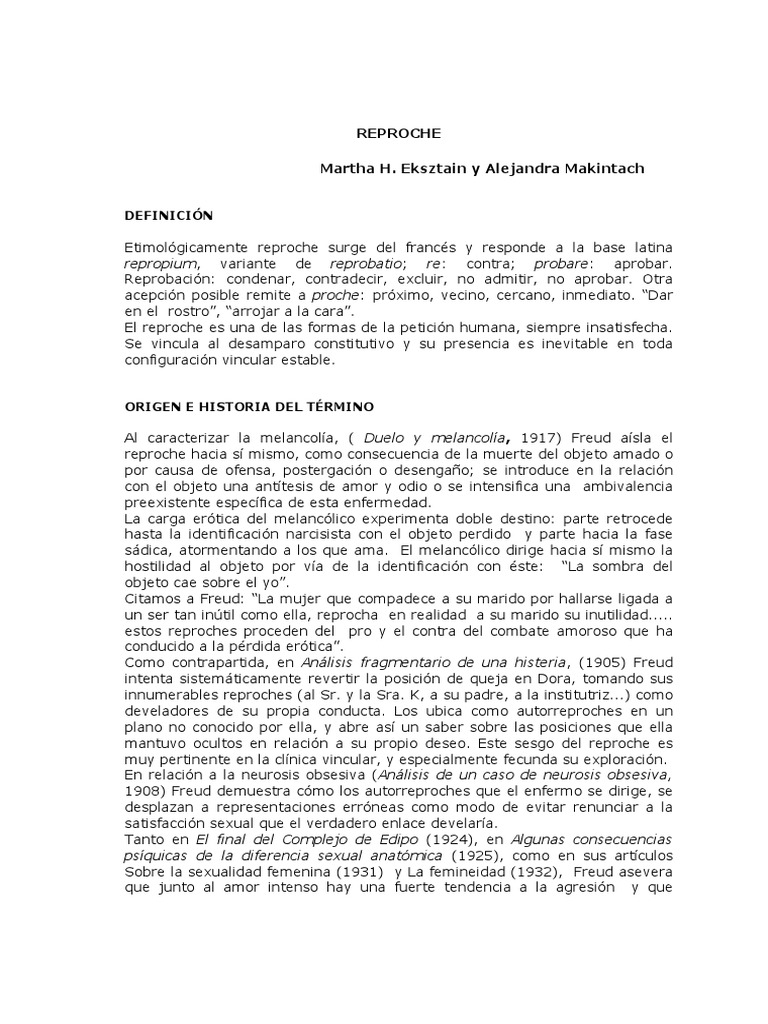 Reproche (DICCIONARIO - CONFIGURACIONES - VINCULARES) | PDF ...