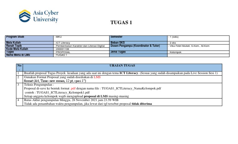 Proposal Tugas ICT Literacy MKU | PDF