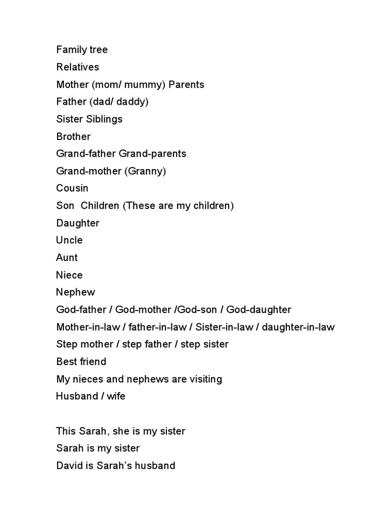 Family Tree Vocab | PDF