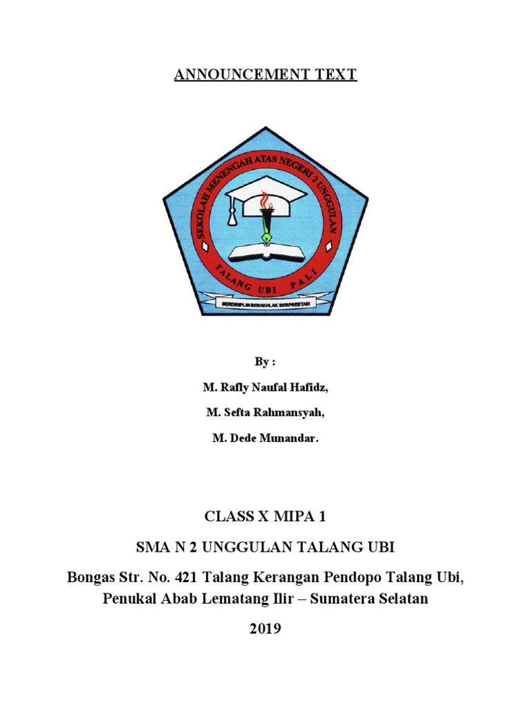 Announcement Text By M Rafly Naufal Hafidz M Sefta Rahmansyah M