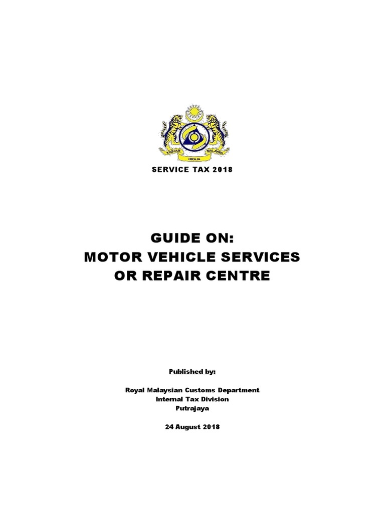 Guide On Motor Vehicle Services or Repair Centre | PDF | Taxes | Payments