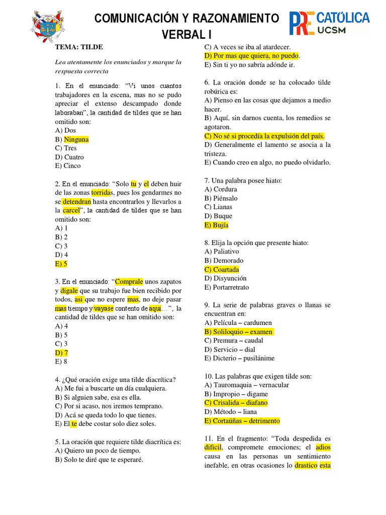 Práctica de Tildes | PDF | Artes del lenguaje y disciplina | Estudios ...