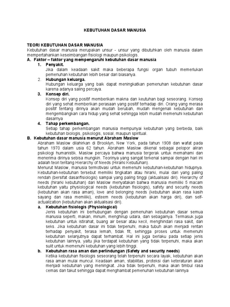 Kebutuhan Dasar Manusia KDK 2 | PDF | Karier & Perkembangan | Sains & Matematika