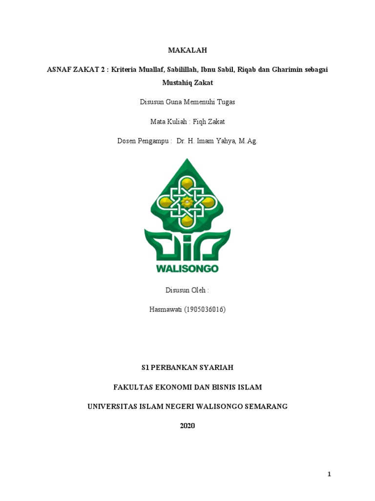 Hasmawati (016) Asnaf Zakat 2. | PDF