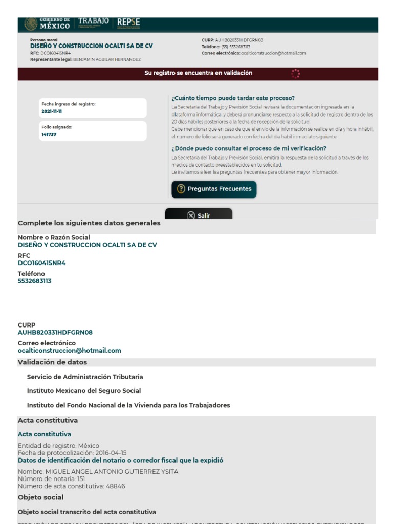 Aviso de Inscripción Repse | PDF