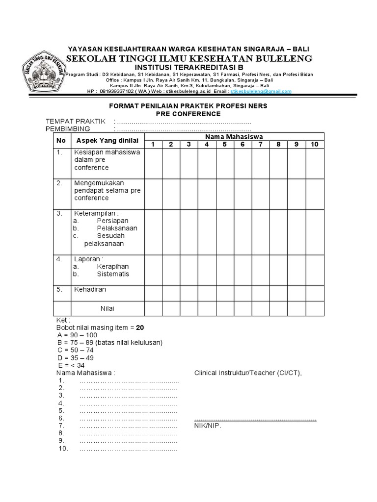 Format Penilaian | PDF