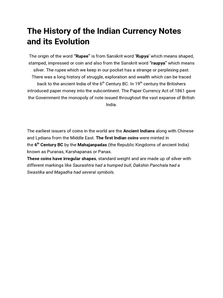 The History of The Indian Currency Notes and Its Evolution | PDF ...