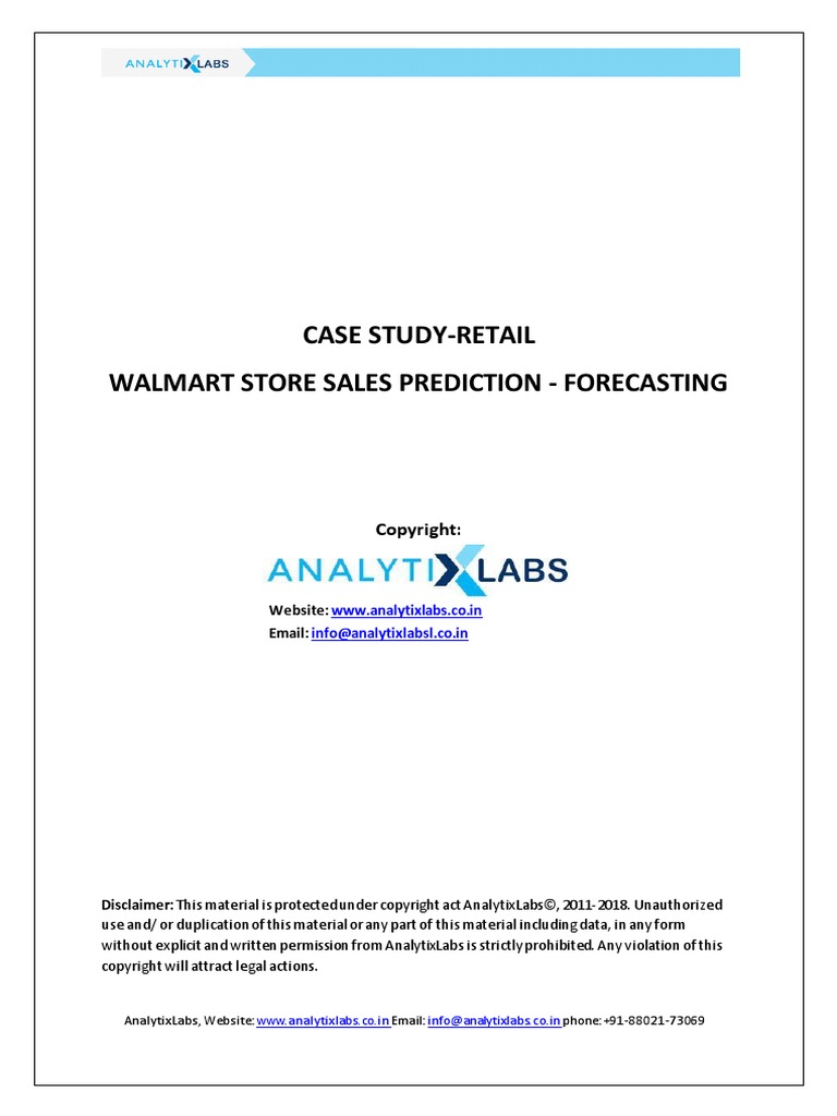 Case Study-Retail Walmart Store Sales Prediction - Forecasting | PDF ...