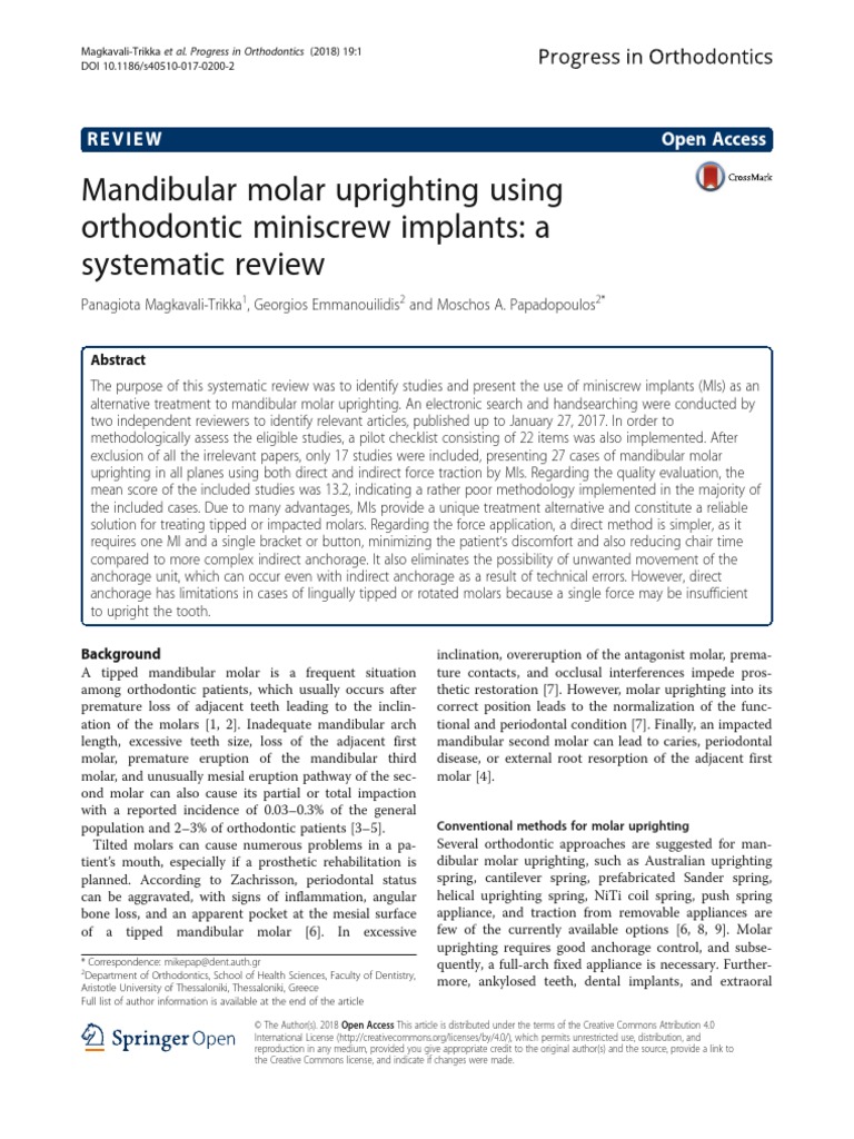 11.mandibular Molar Uprighting Using | PDF | Dental Implant | Orthodontics