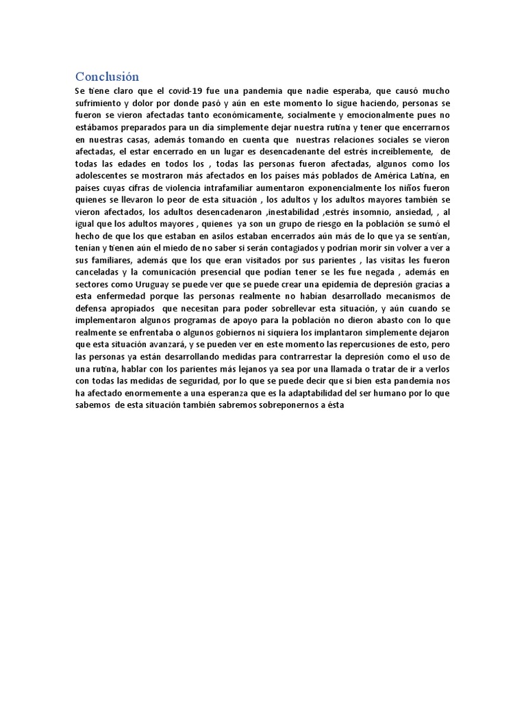 Conclusión | PDF | Relaciones personales, crianza y desarrollo personal ...
