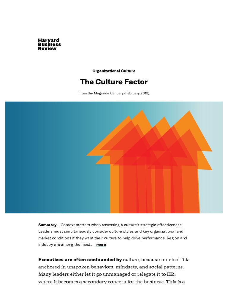 The Culture Factor | PDF | Leadership | Organizational Culture