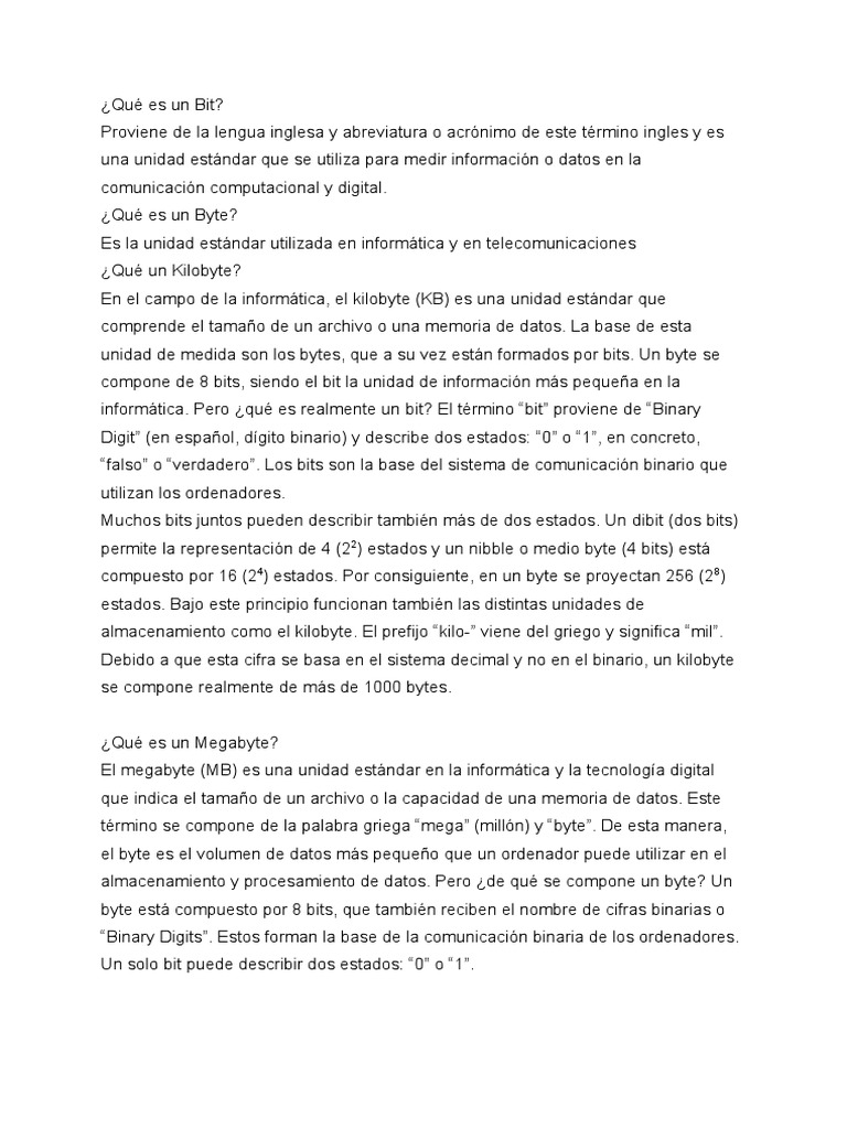 Qué Es Un Bit Investigacion | PDF | Unidad Central de procesamiento ...