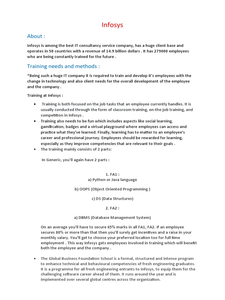 Infosys | PDF | Learning | Cognition