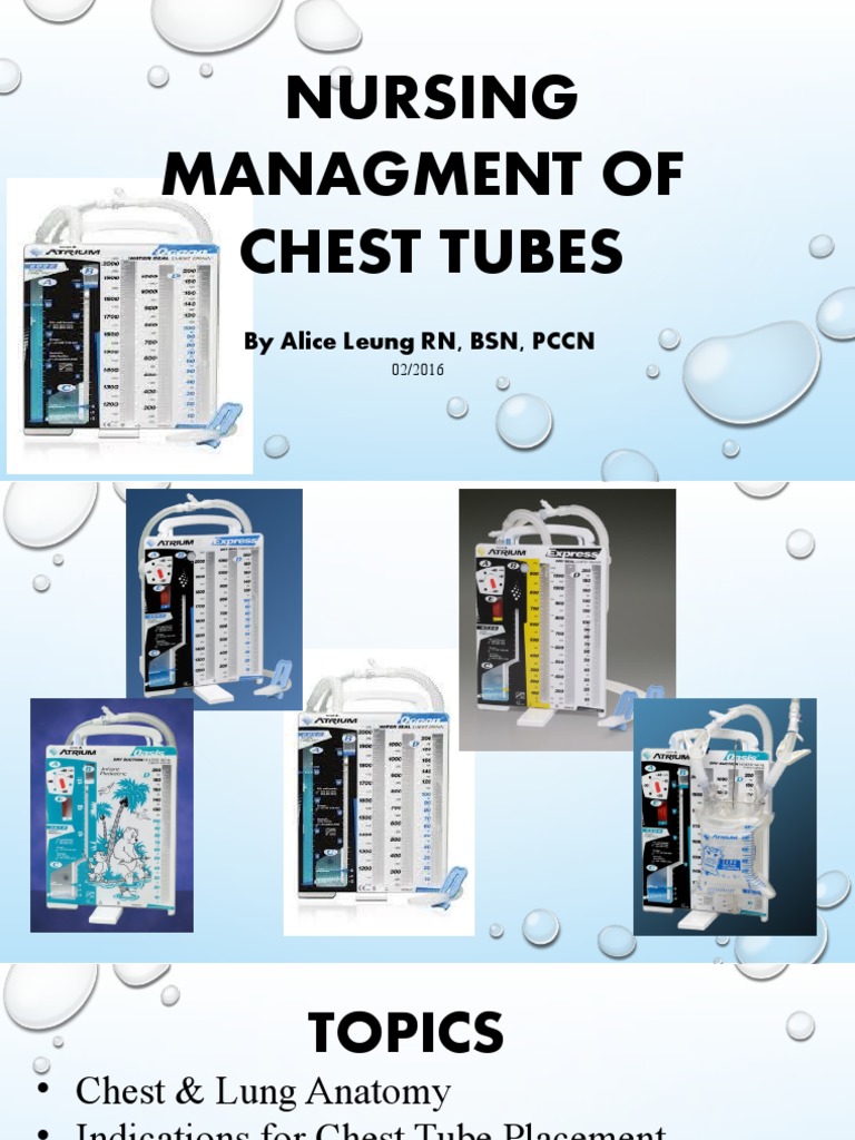 Nursing Managment of Chest Tubes: by Alice Leung RN, BSN, PCCN | PDF ...
