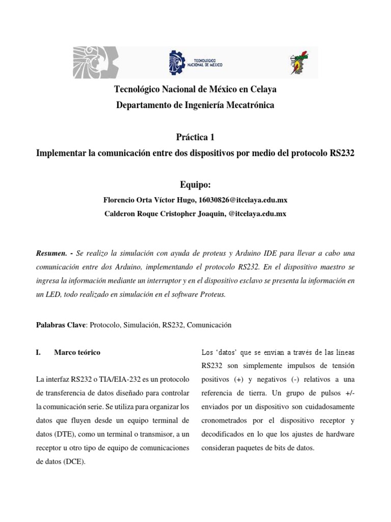 Comunicación RS232 en Arduino con Proteus | PDF | Hardware de la ...