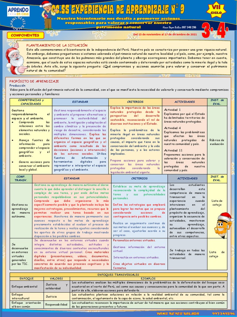 3°, 4° EdA 9 - CCSS (5 Semanas) | PDF | Sustentabilidad | Aprendizaje