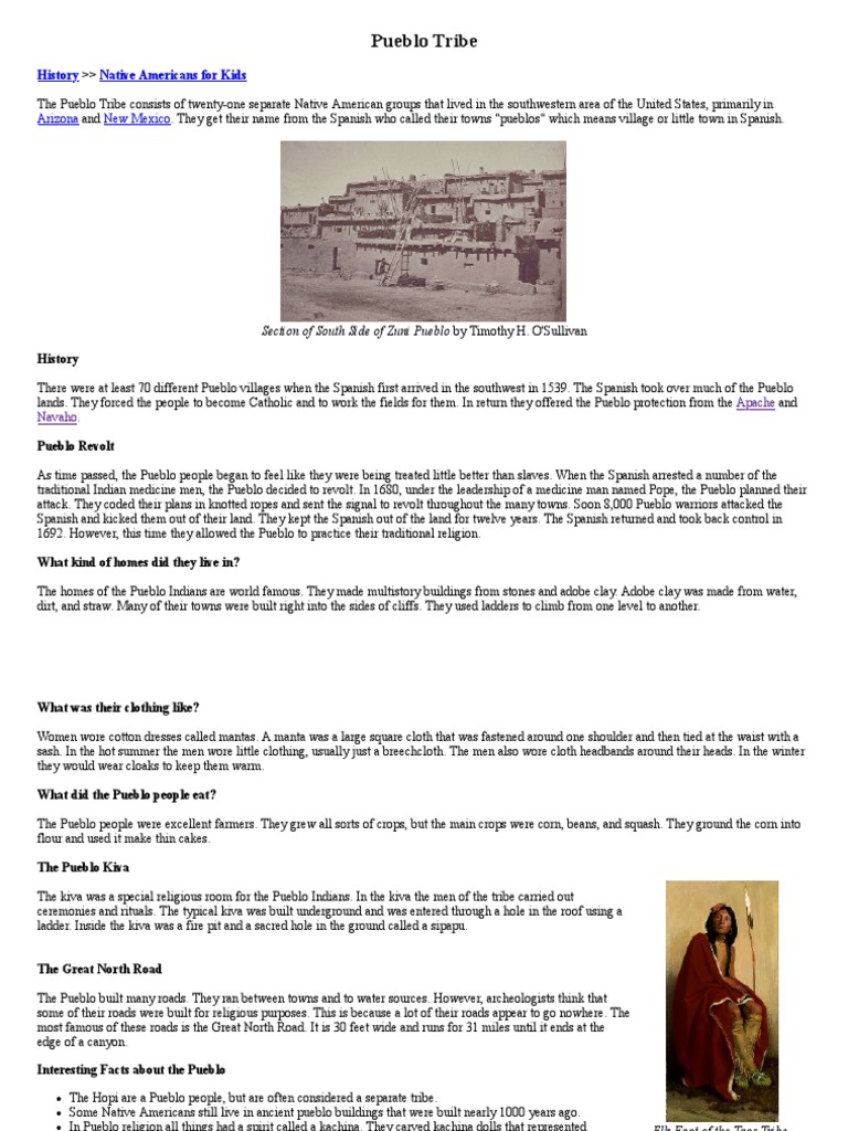Native Americans For Kids - Pueblo Tribe | PDF | Southwest Tribes ...