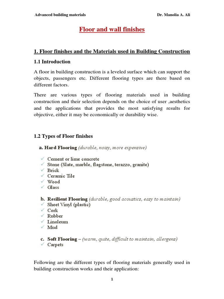 Floor Finishes | PDF | Flooring | Concrete