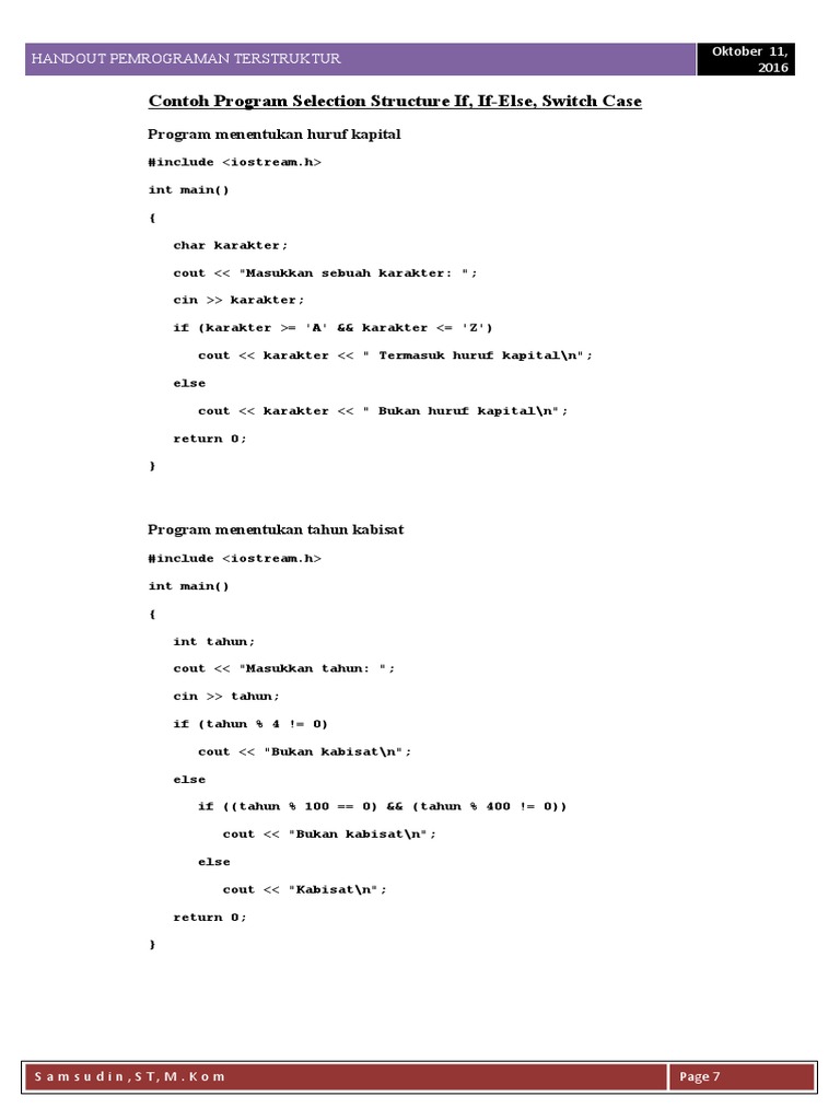 Contoh Program Selection Structure If-01 | PDF