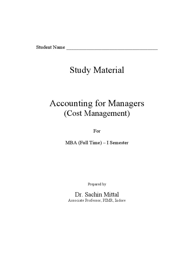 Cost Accounting Study Material: An Analysis of Basic Cost Concepts, Costing Methods, and Process ...