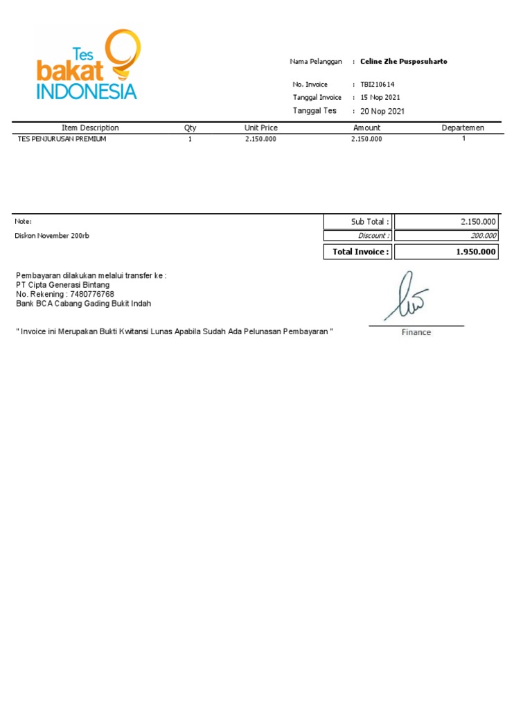 Invoice Celine Z | PDF