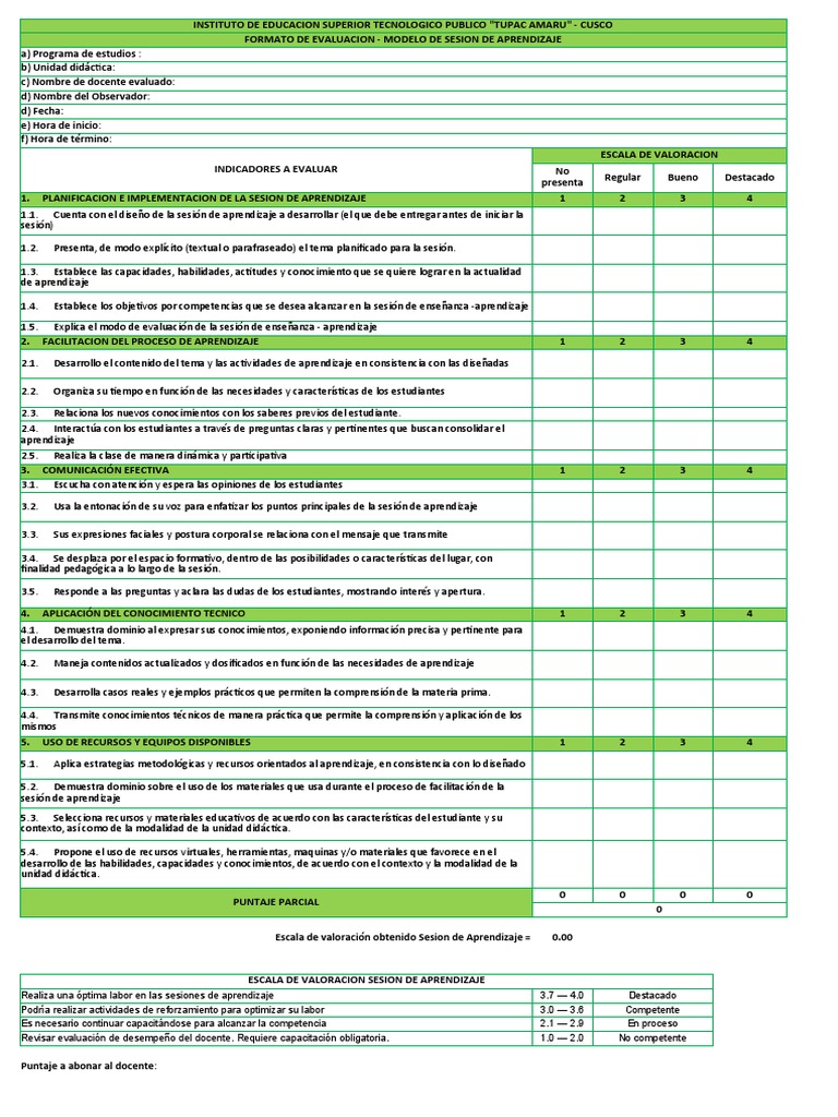 Formato Sesion de Aprendizaje 2021-1 | PDF | Aprendizaje | Evaluación