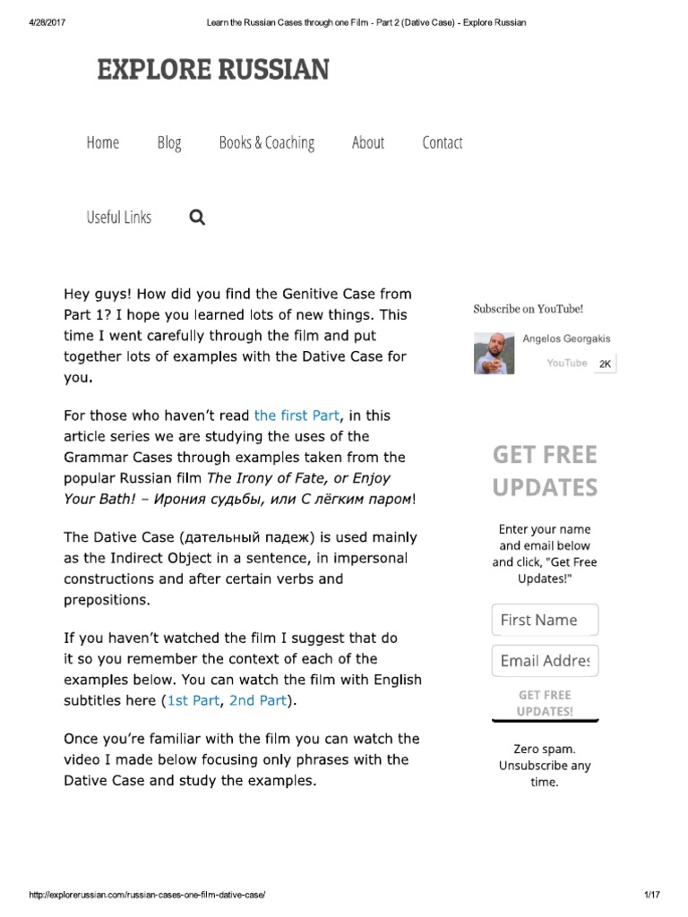 Learn The Russian Cases Through One Fil.. | PDF