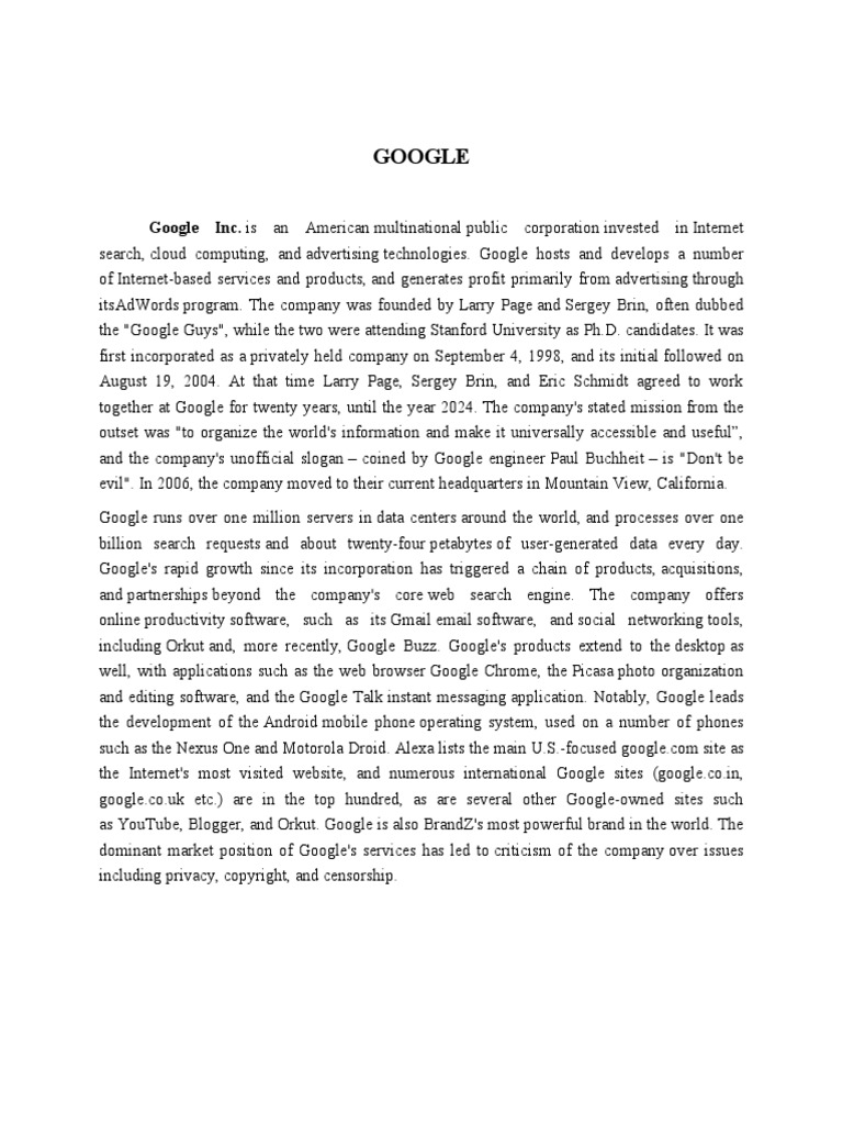 The Rise of a Search Giant: A History of Google from its Beginnings as ...