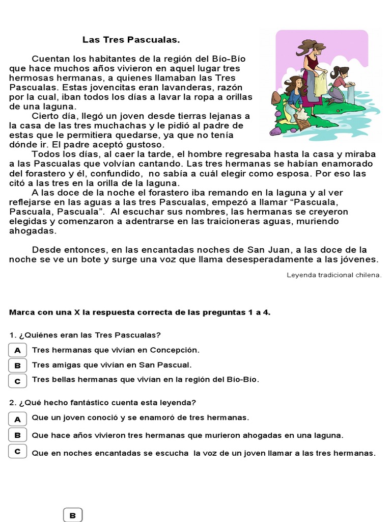Guía 4º Básico Leng Leyenda Las Tres Pascualas Pdf