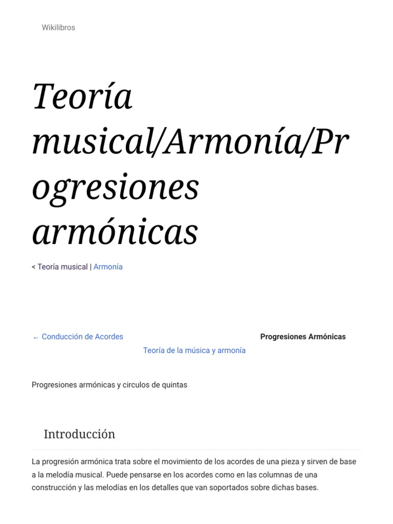 Teoría Musical - Armonía - Progresiones Armónicas | PDF | Acorde (Música) | Armonía