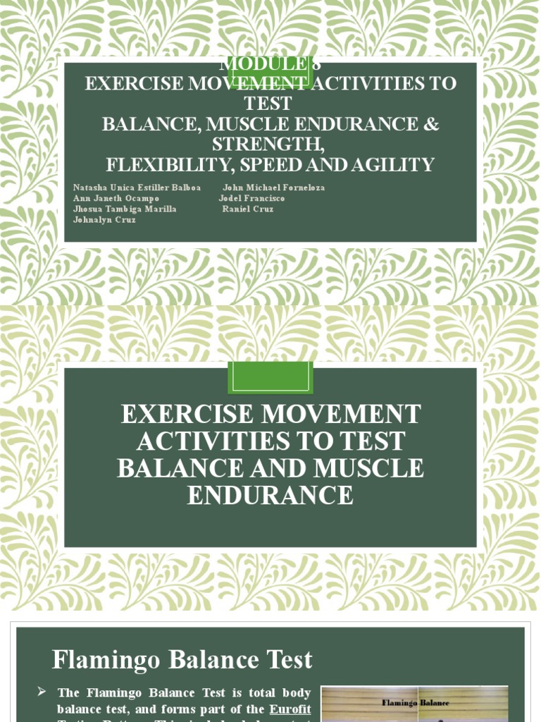 Exercise Movement Activities To Test Balance, Muscle Endurance ...