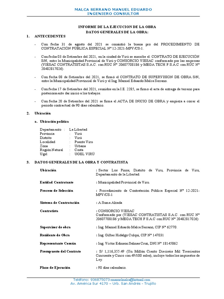Informe Tecnico de Conformidad | PDF