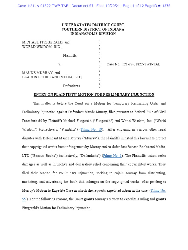 Murray Court Order | PDF | Injunction | Service Of Process